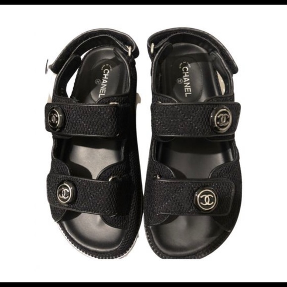 CHANEL | Shoes | Chanel Grandpa Sandals In Black Meshleather | Poshmark